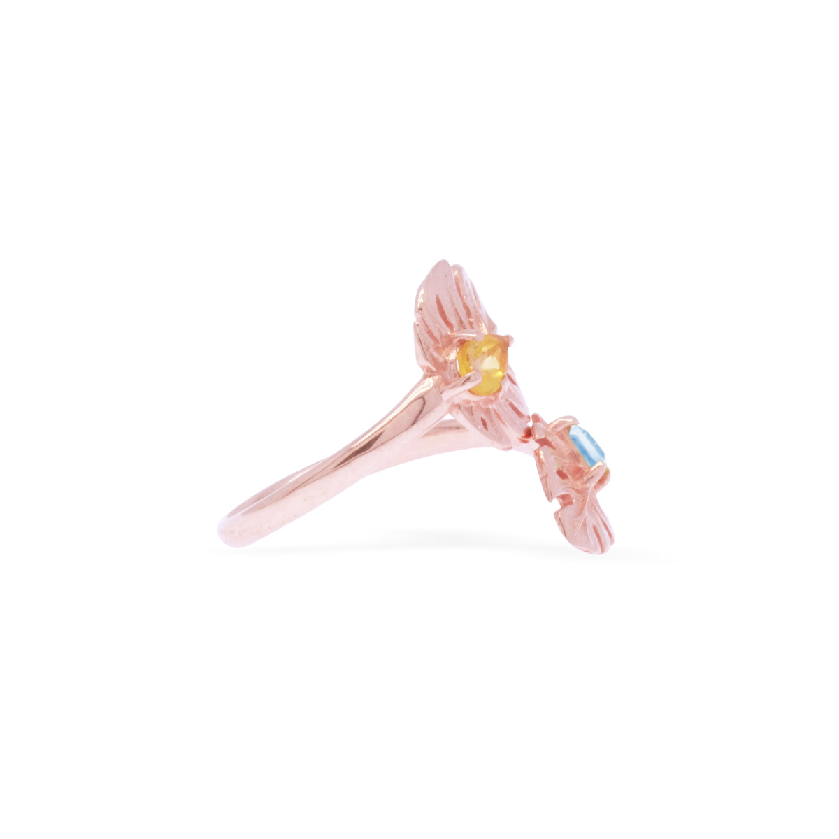 Monstera Adjustable Ring with Blue Topaz Stone – Sunaka Jewelry